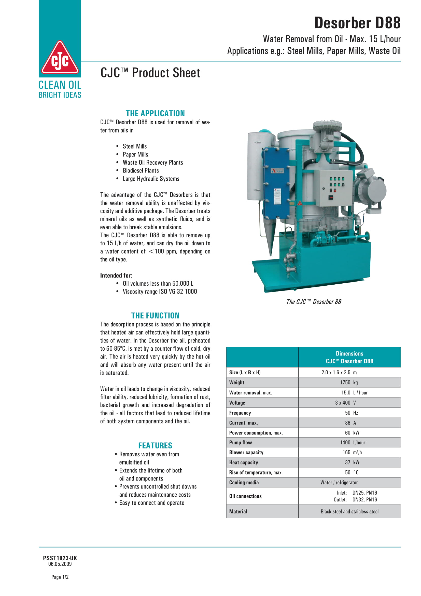 CJC Desorber D88 - Remove water from your oil systems