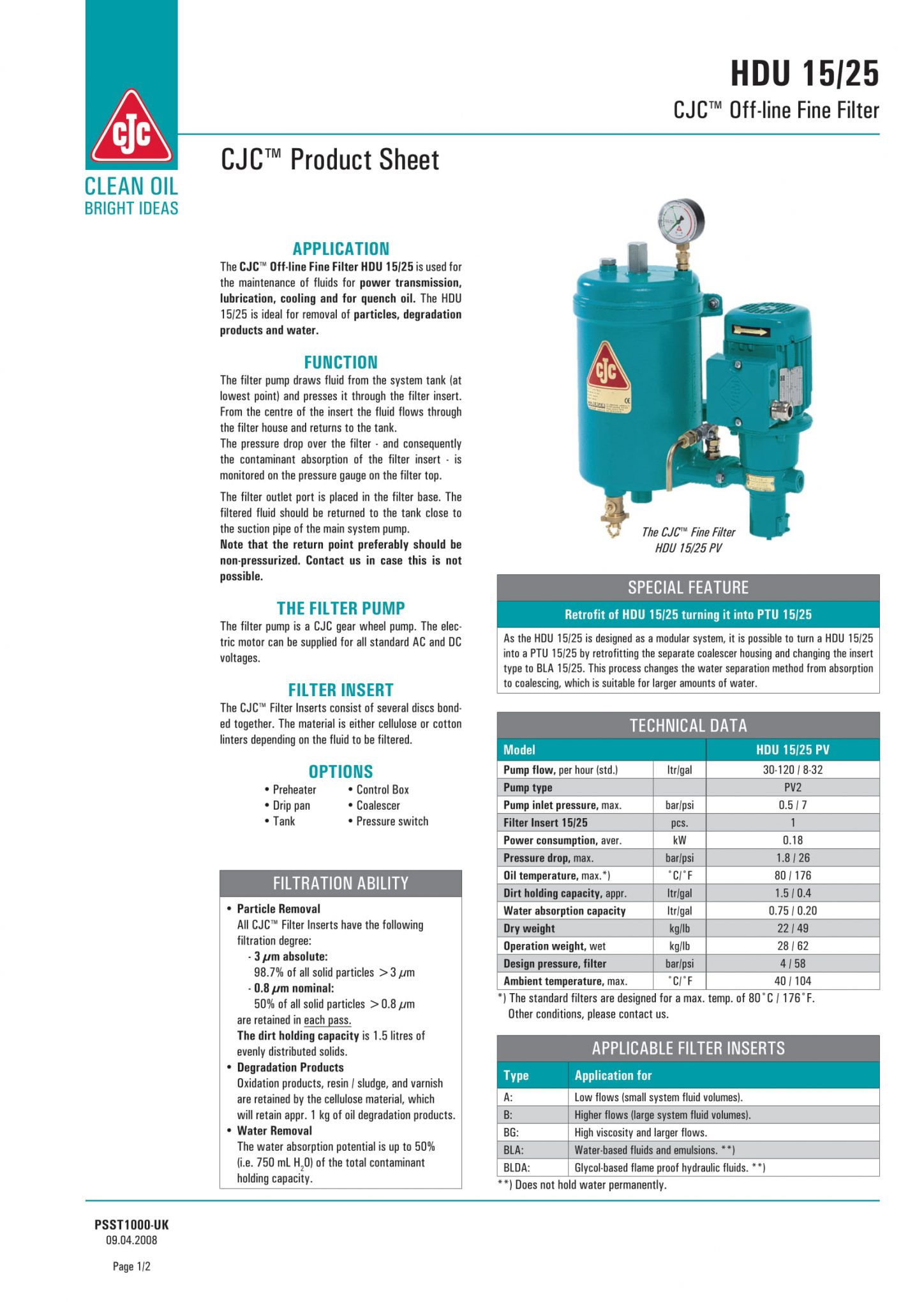 HDU 15/25 - CJC Fine Filtration - IQ Oil Australia